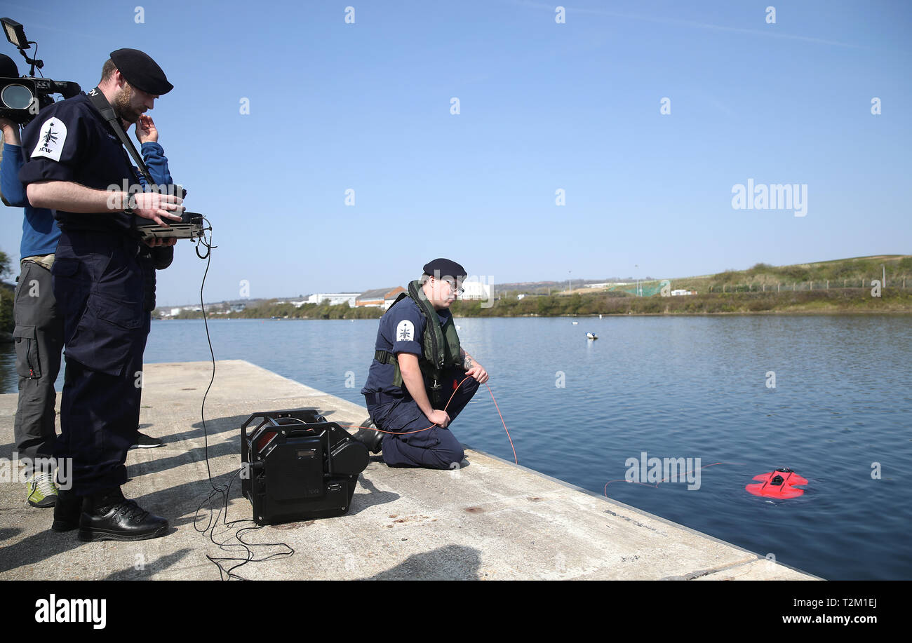 Royal Navy personel demonstrated their underwater drone during a visit ...