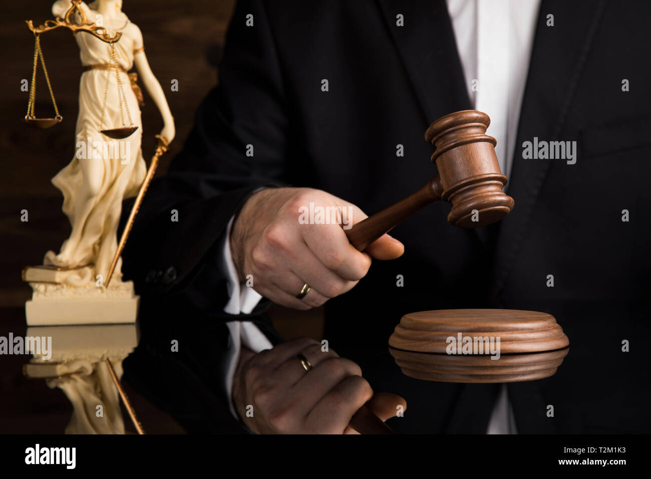 Justice and law concept. Male judge in a courtroom Stock Photo - Alamy