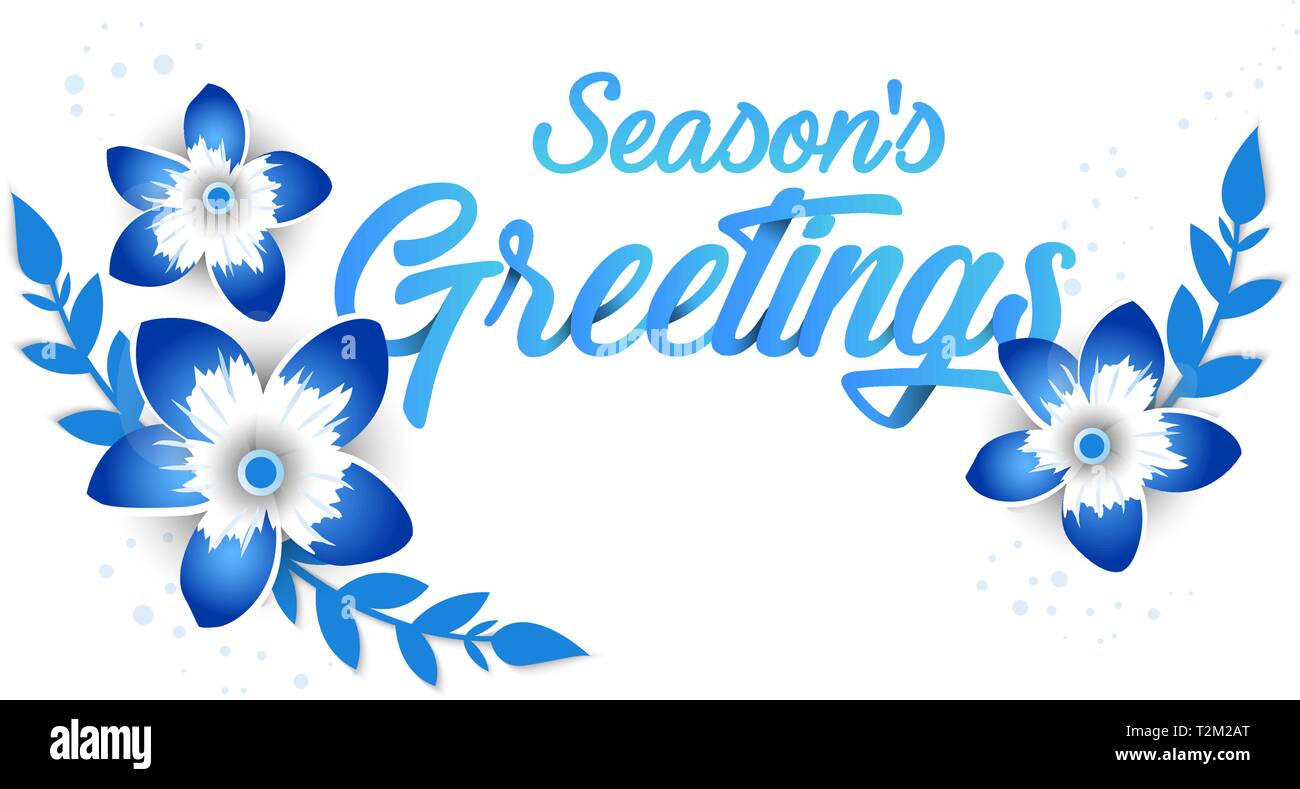 Season s greeting template, beautiful floral elements design for ...