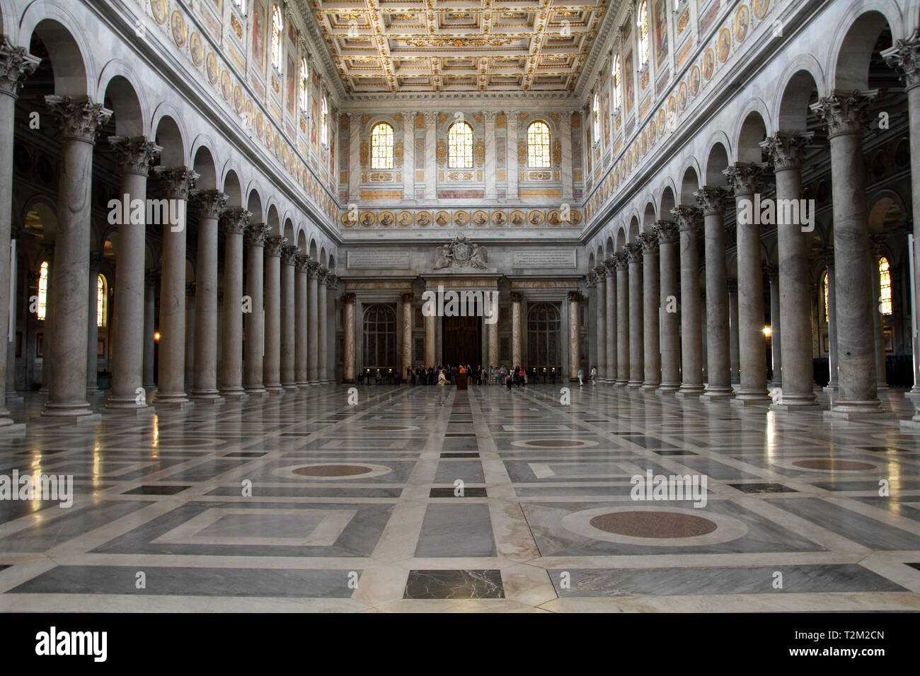 Rome, Italy. Interior of Papal Basilica of Saint Paul Outside the Walls ...