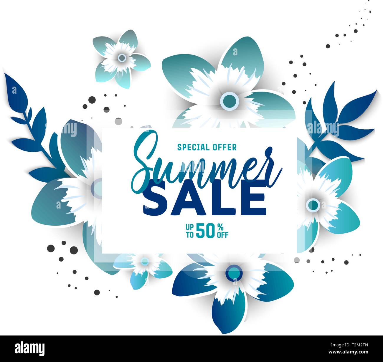 Summer sale background layout for banners with flowers and leaves with ...