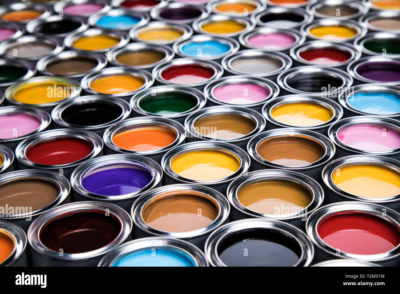 Creativity concept group of tin metal cans with color paint Stock Photo ...