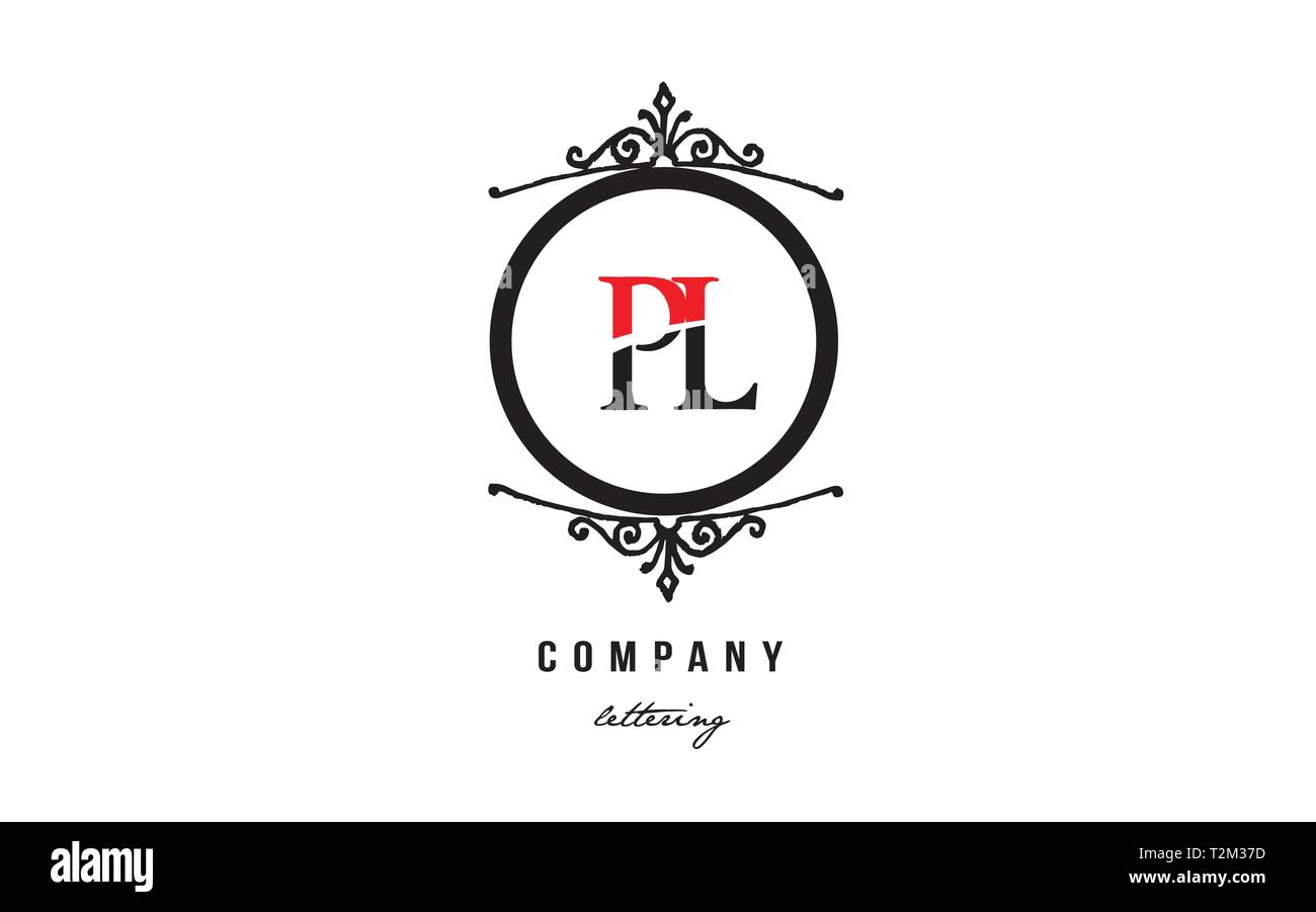 Design of alphabet letter logo combination PL P L with red black white ...