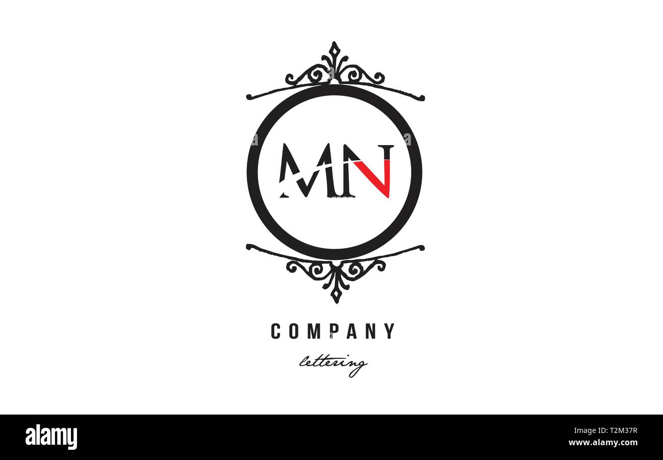 Design of alphabet letter logo combination MN M N with red black white ...
