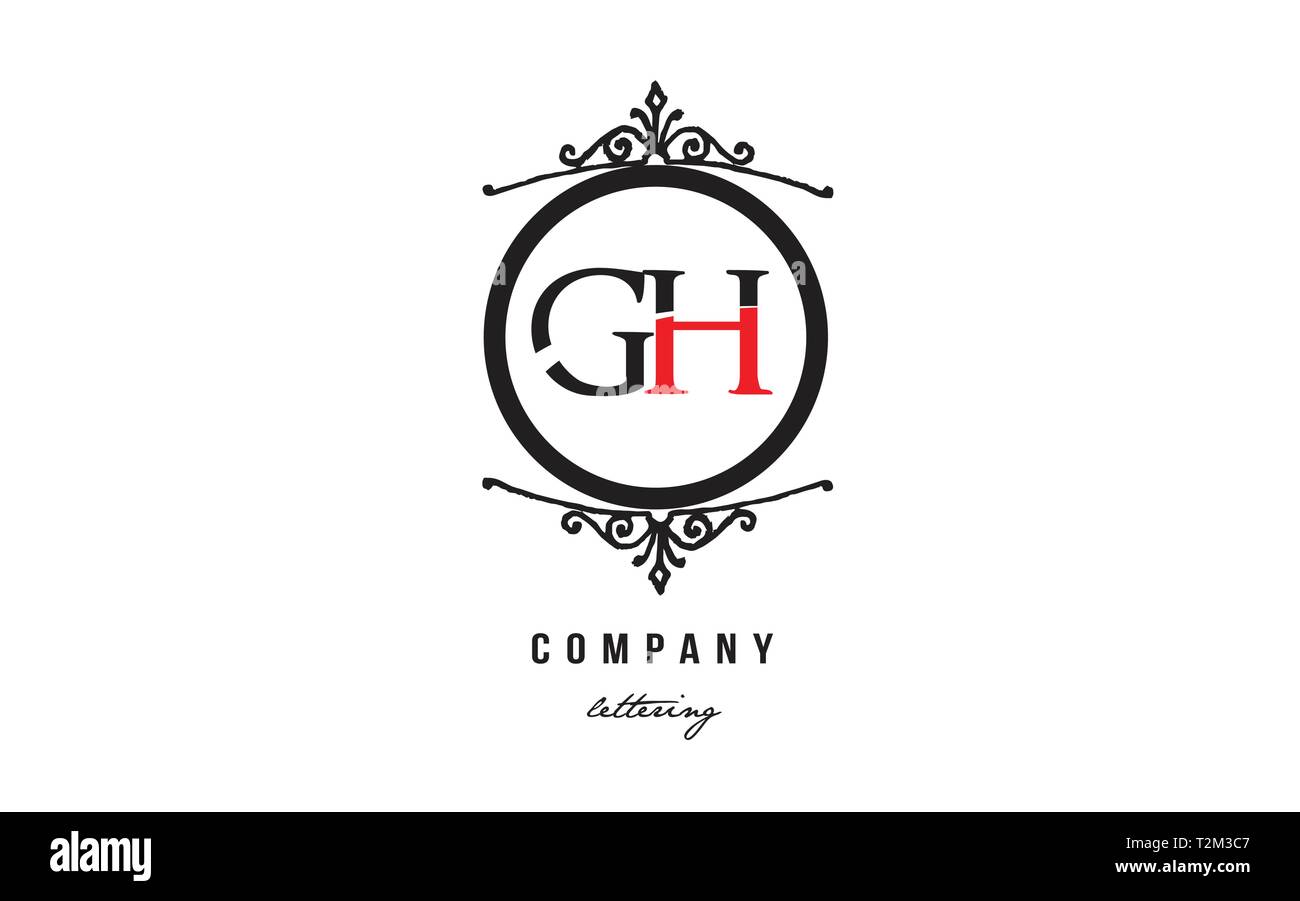 Design of alphabet letter logo combination GH G H with red black white ...