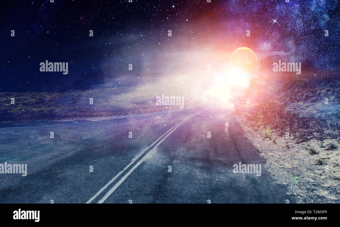 Abstract background image with space planets and starry sky. Elements ...