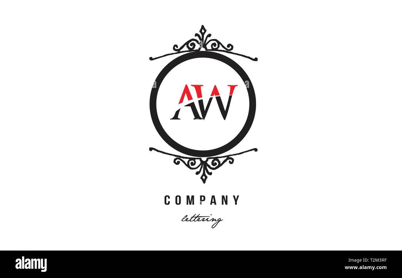 Design of alphabet letter logo combination AW A W with red black white ...