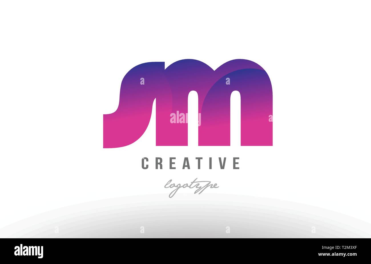 Design of alphabet letter logo combination sm s m with pink gradient ...