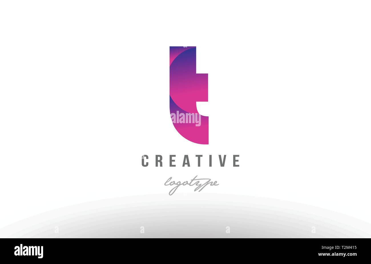 Design of alphabet letter t with pink gradient color suitable as a logo ...