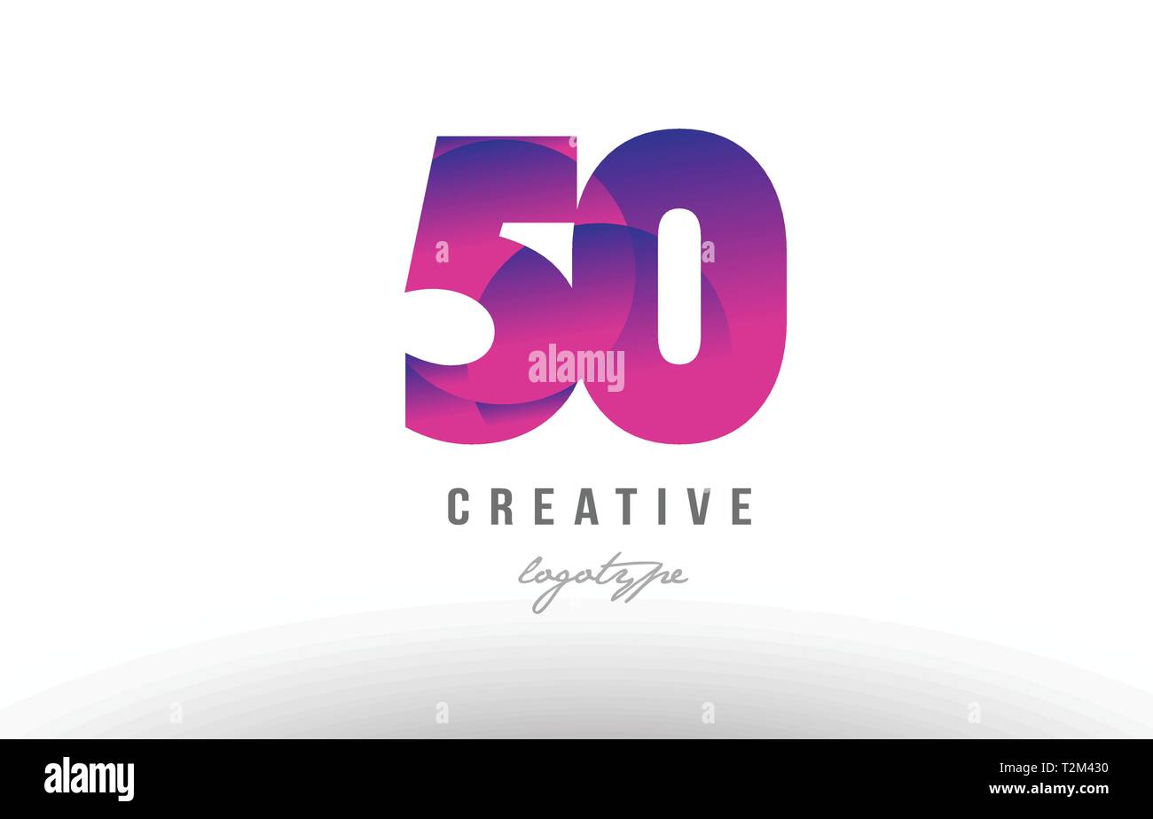 Design of number 50 with pink gradient color suitable as a logo for a ...