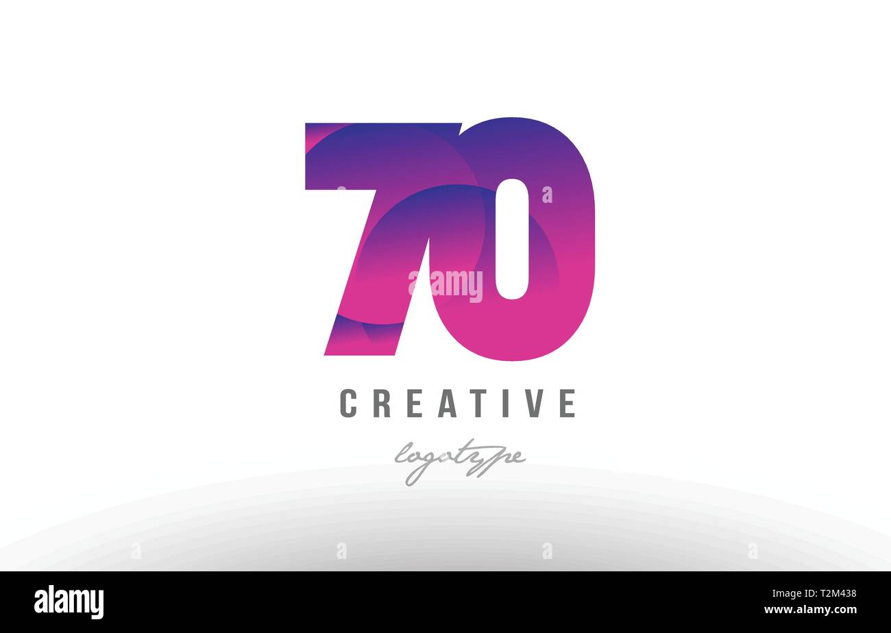 Design of number 70 with pink gradient color suitable as a logo for a ...