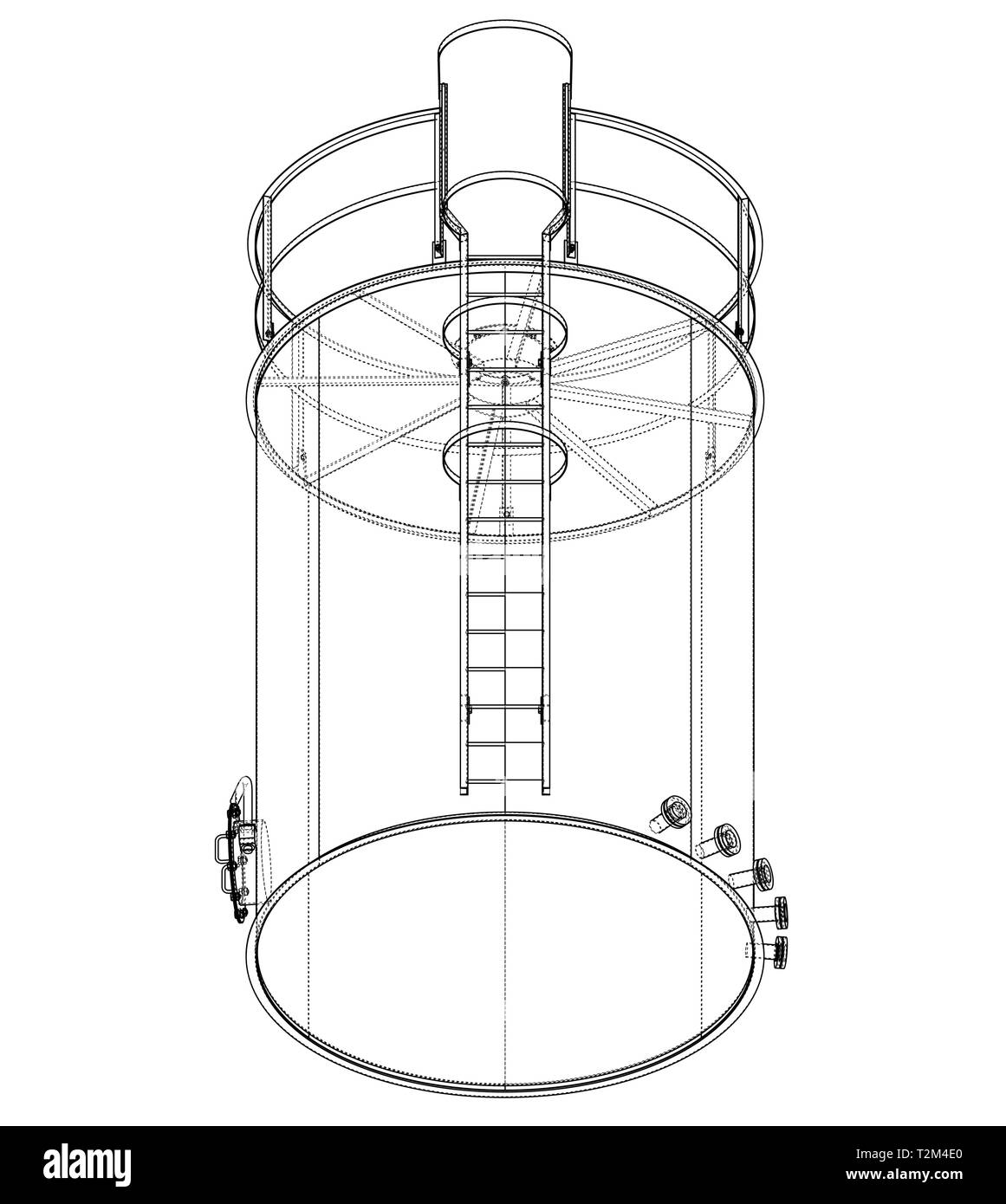 Oil tank outline. Vector rendering of 3d. Wire-frame style. The layers ...