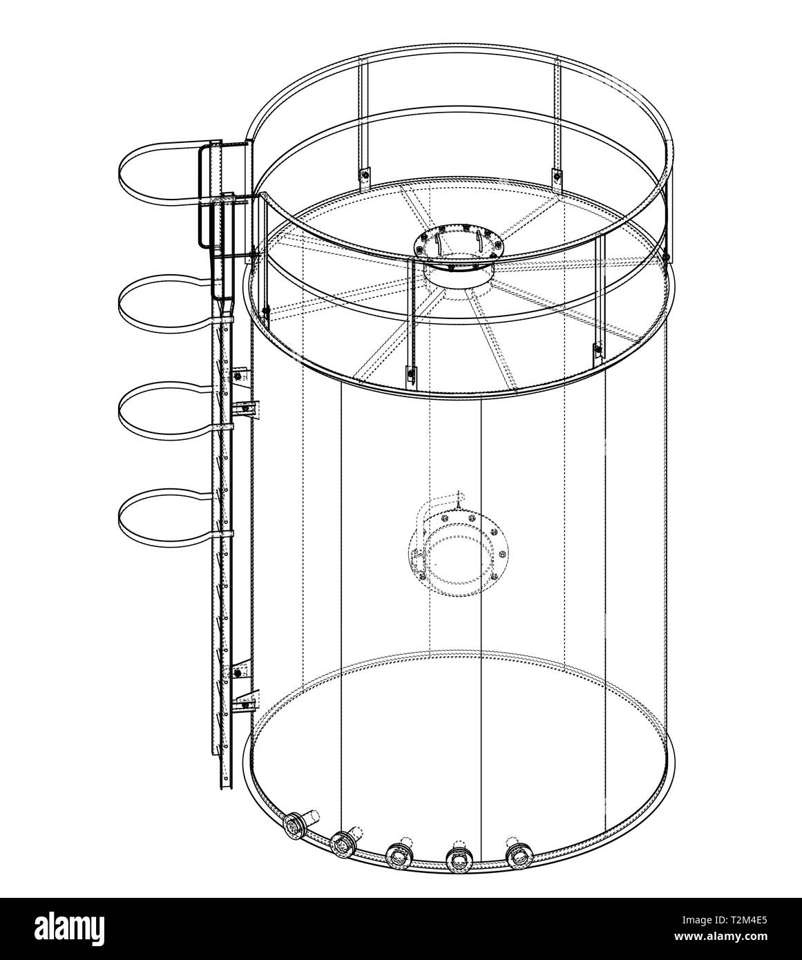 Oil tank outline. Vector rendering of 3d. Wire-frame style. The layers ...