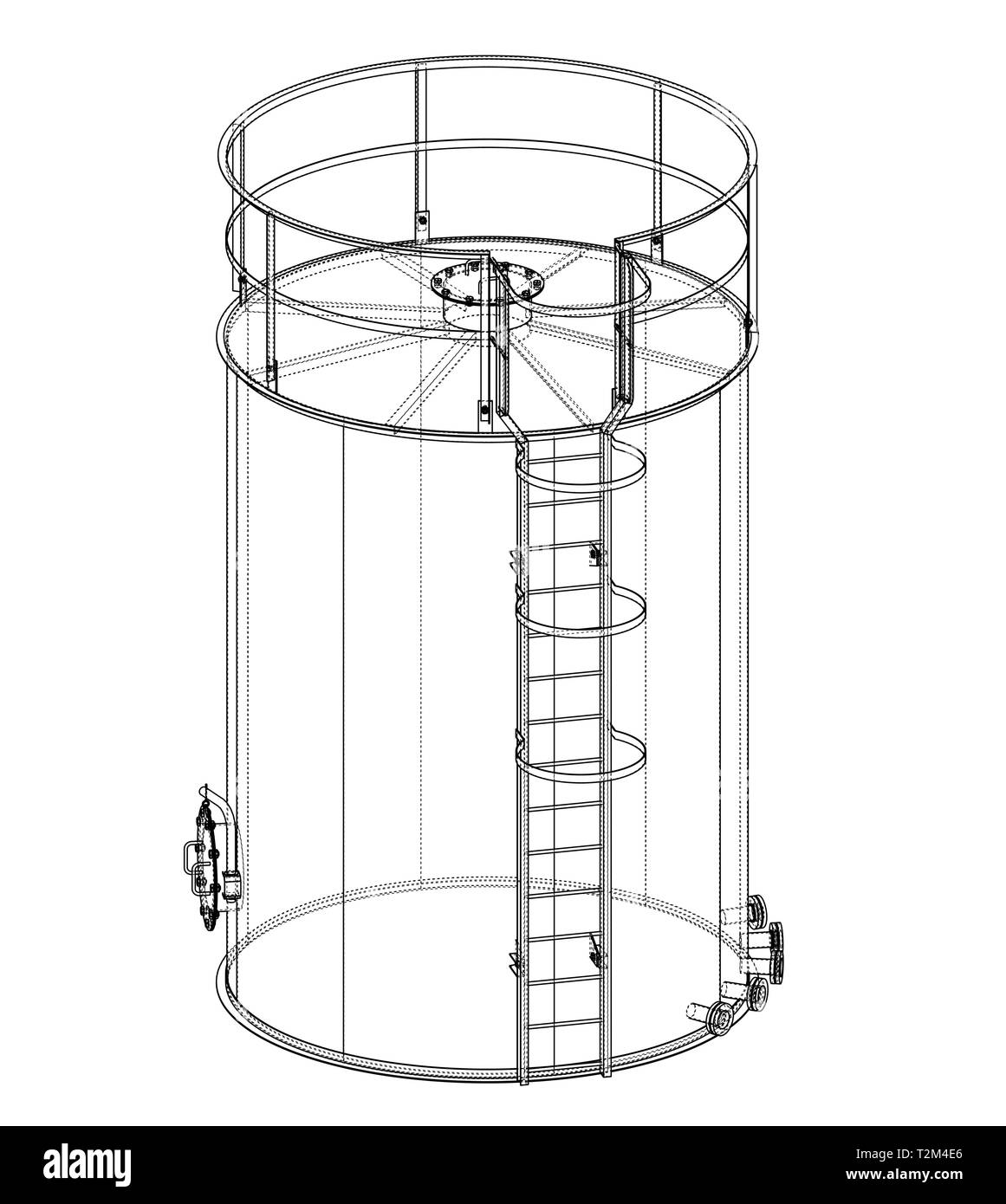Oil tank outline. Vector rendering of 3d. Wire-frame style. The layers ...