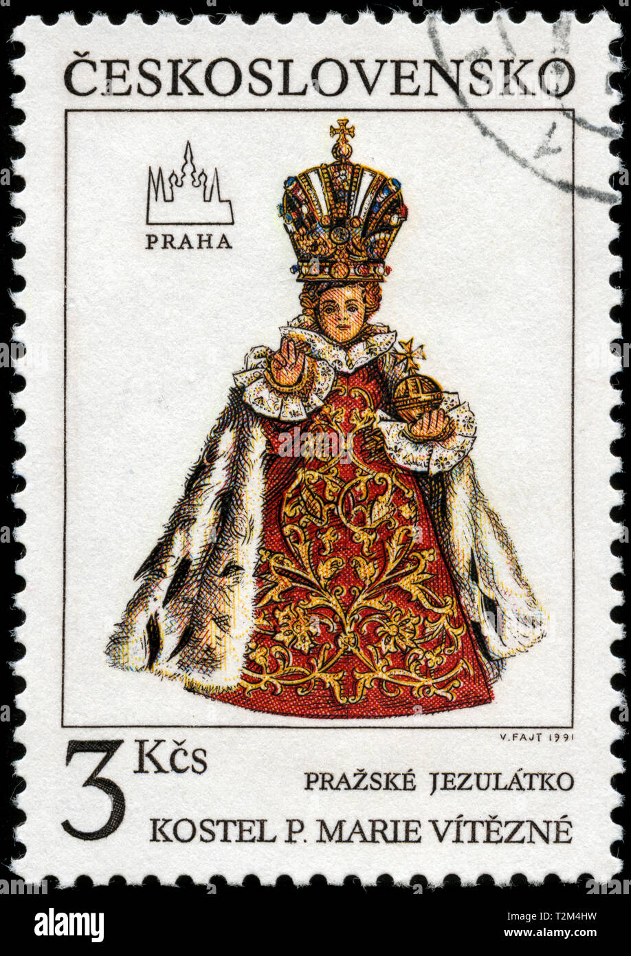 Postage stamp from Czechoslovakia in the Bratislava and Prague motifs ...