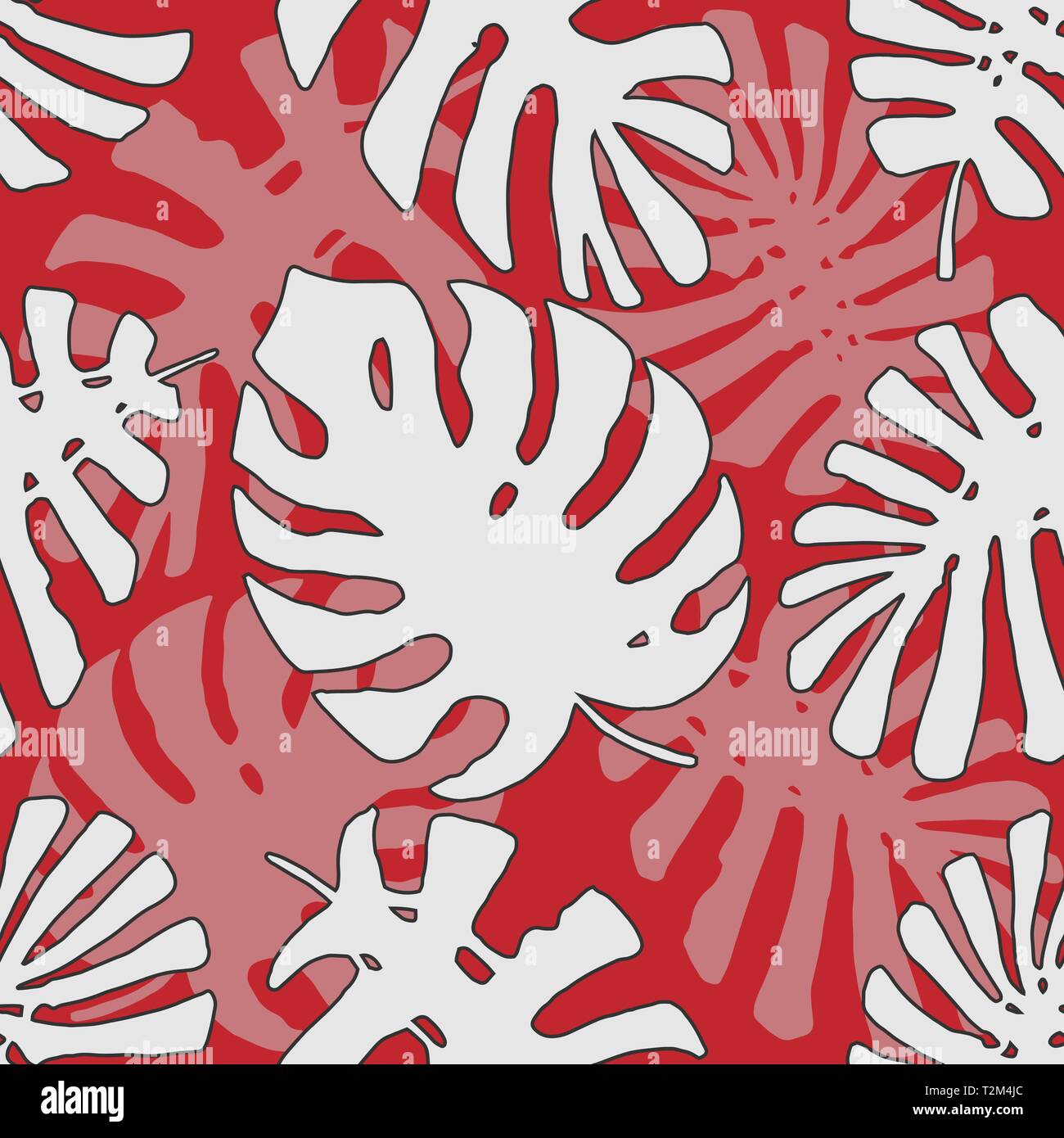Tropical Pattern. Seamless Texture with Hand Drawn Leaves of Exotic ...