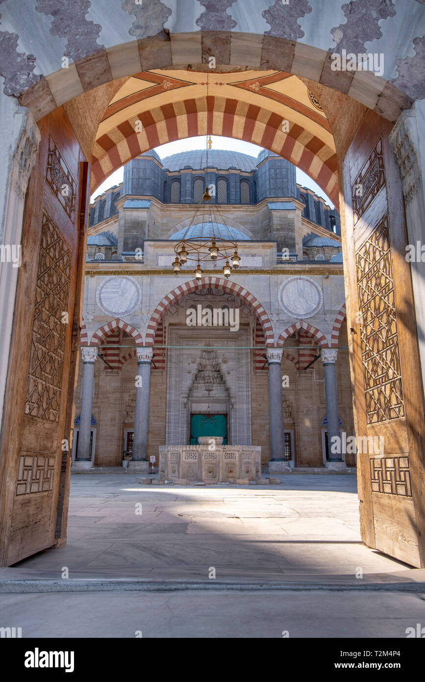Courtyard of Selimiye Mosque in Edirne, Turkey. UNESCO World Heritage ...