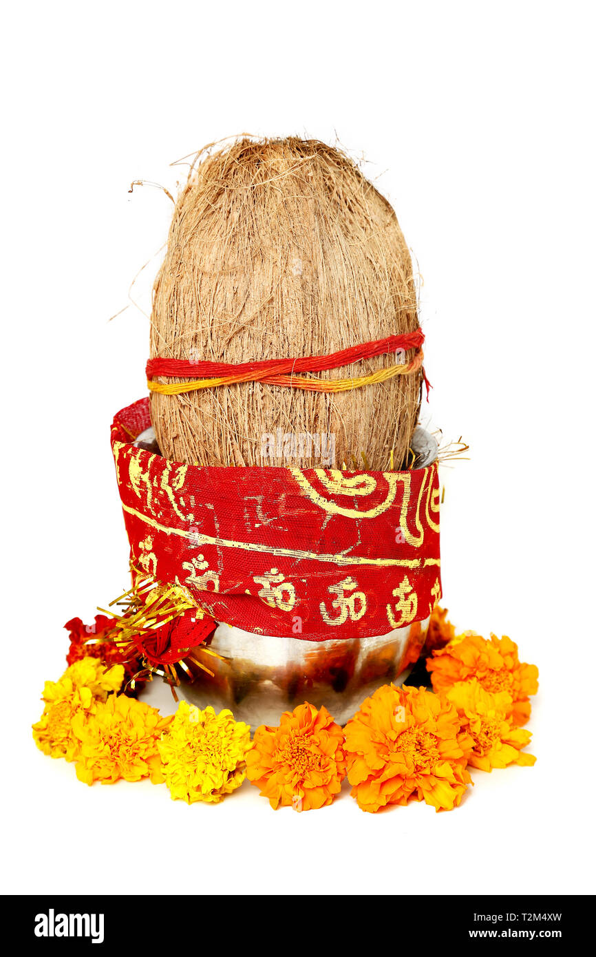 Picture of kalash with coconut and chunni with floral decoration for ...