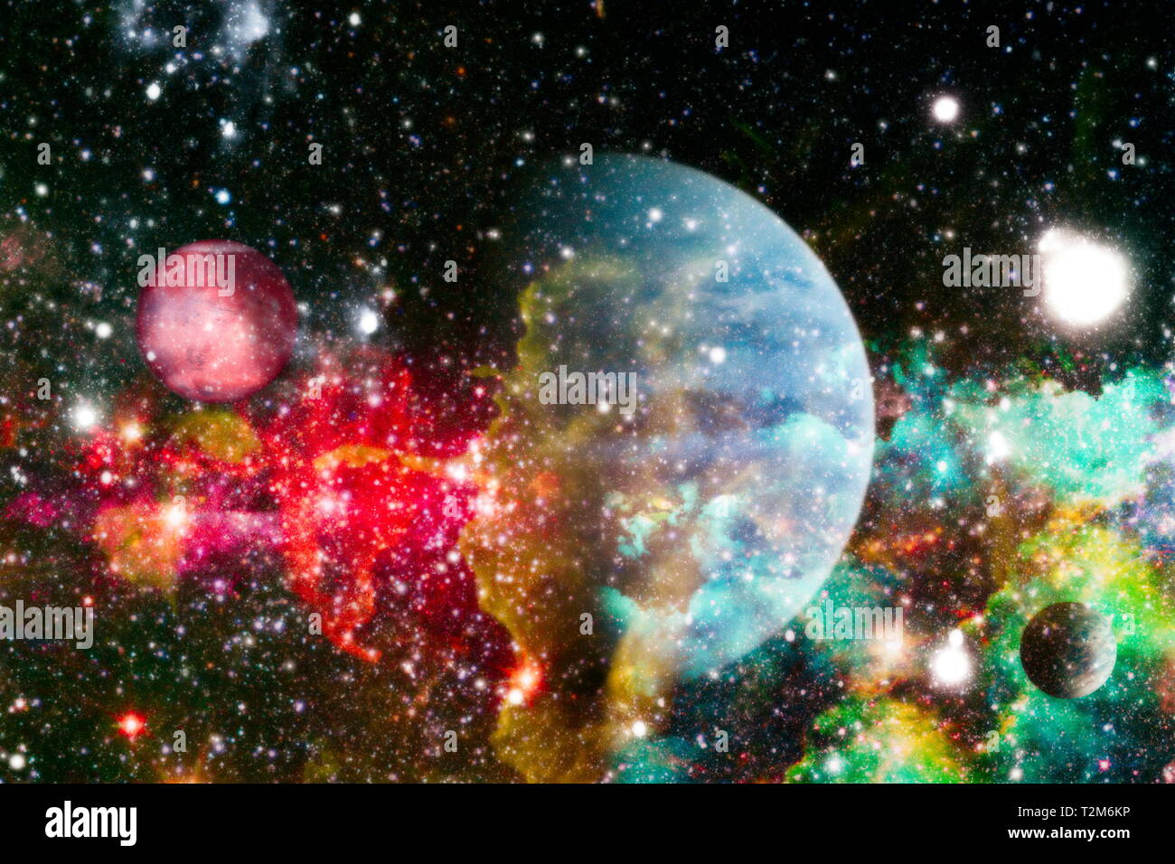 planets, stars and galaxies in outer space showing the beauty of space ...