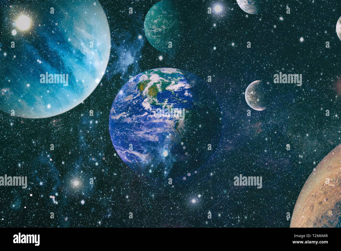 planets, stars and galaxies in outer space showing the beauty of space ...