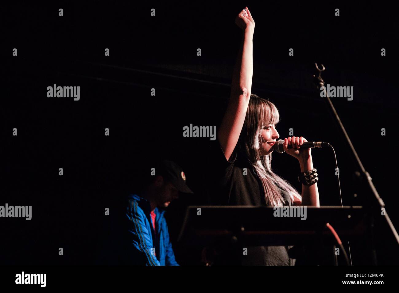 Sarah Bonito seen singing as British indie rock band Kero Kero Bonito ...