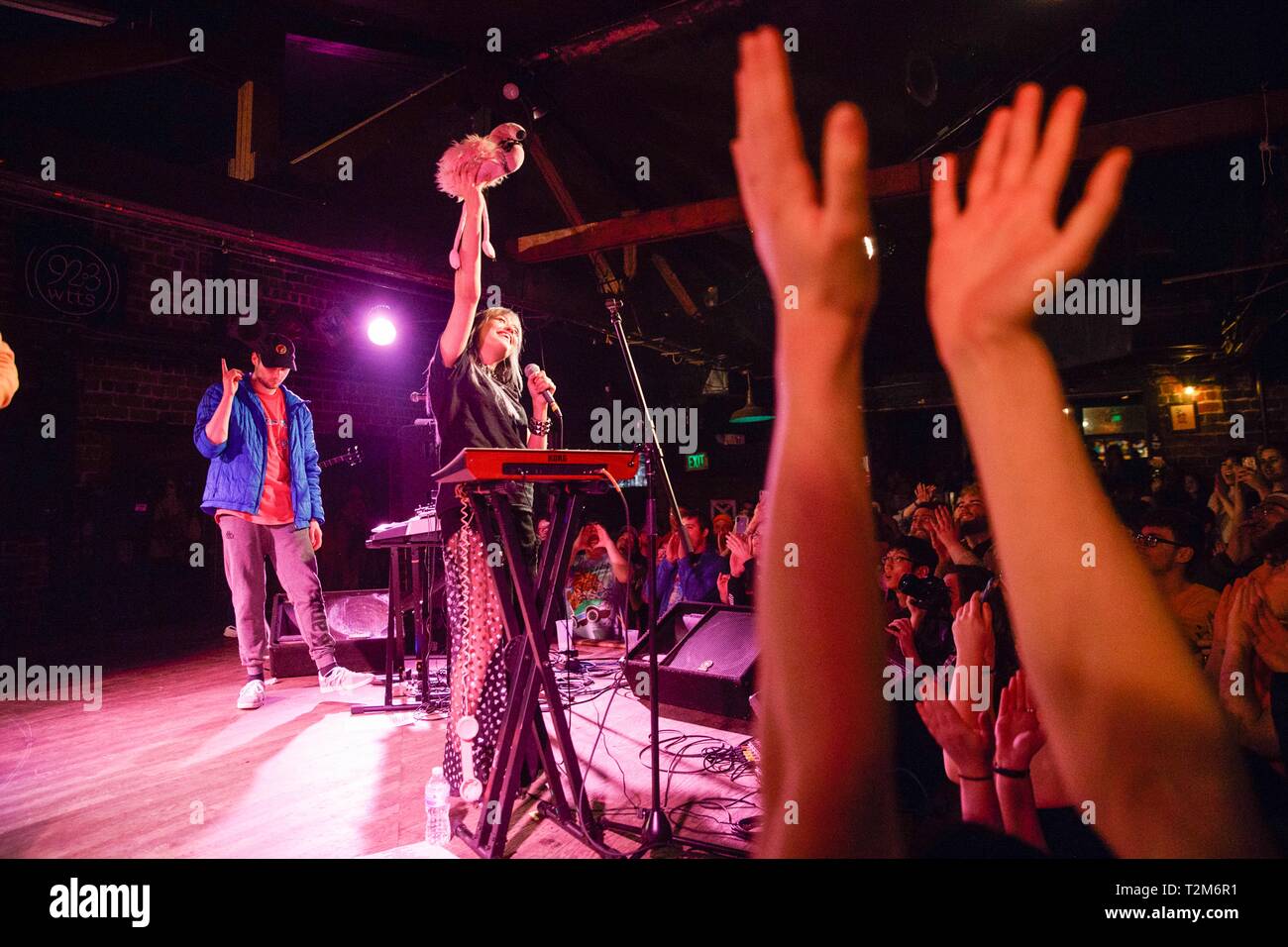 Sarah Bonito seen singing as British indie rock band Kero Kero Bonito ...