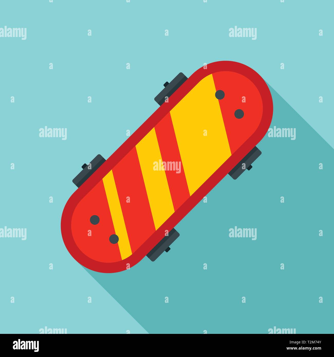 Top view skateboard icon. Flat illustration of top view skateboard ...