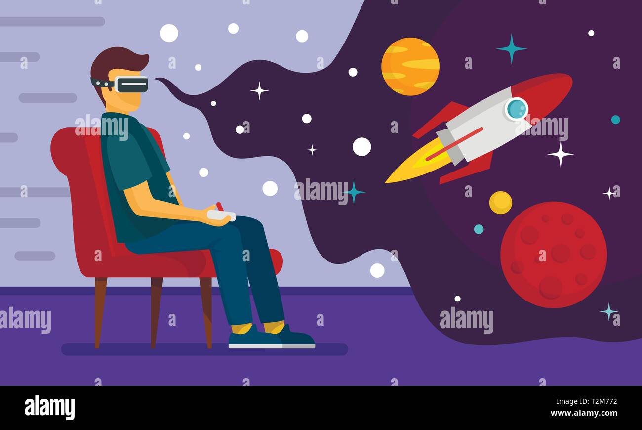 Game goggles concept background. Flat illustration of game goggles ...