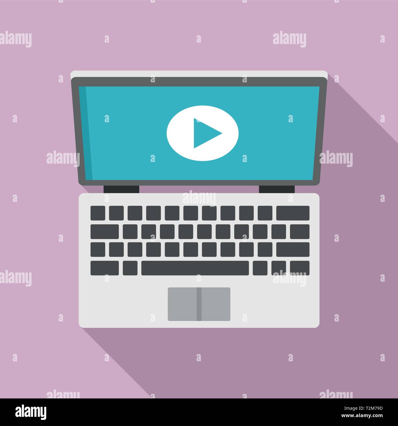 Laptop online learning icon. Flat illustration of laptop online ...