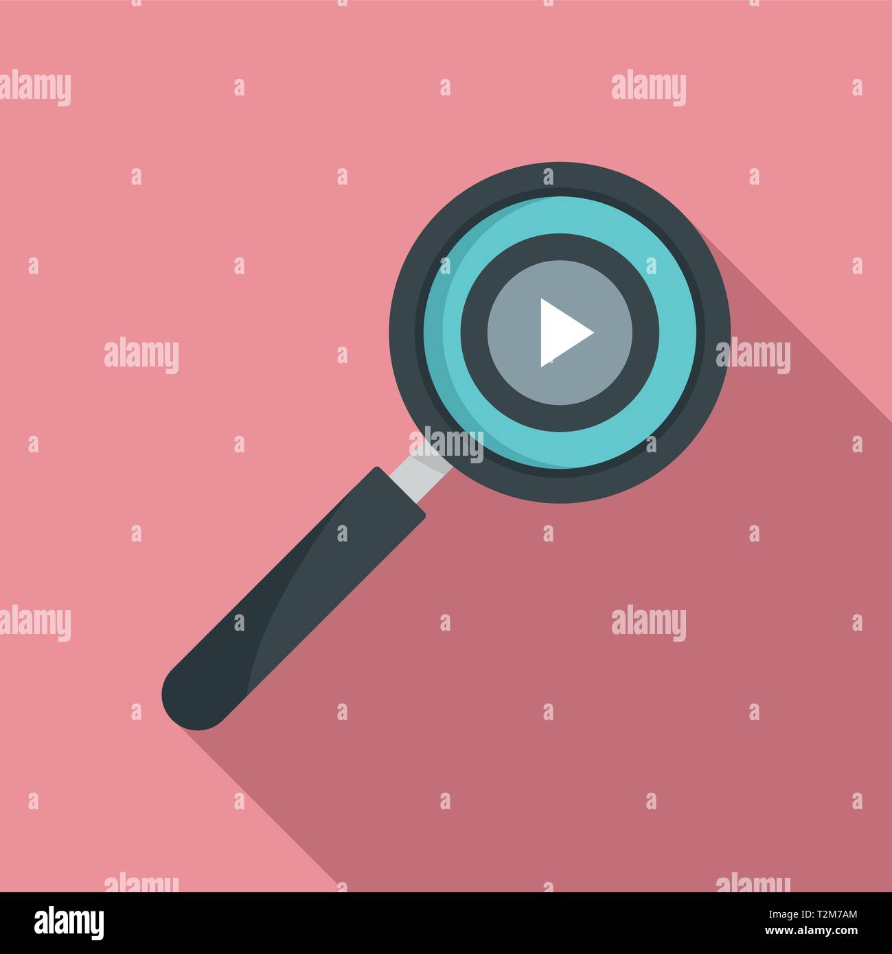 Play magnify glass icon. Flat illustration of play magnify glass vector ...