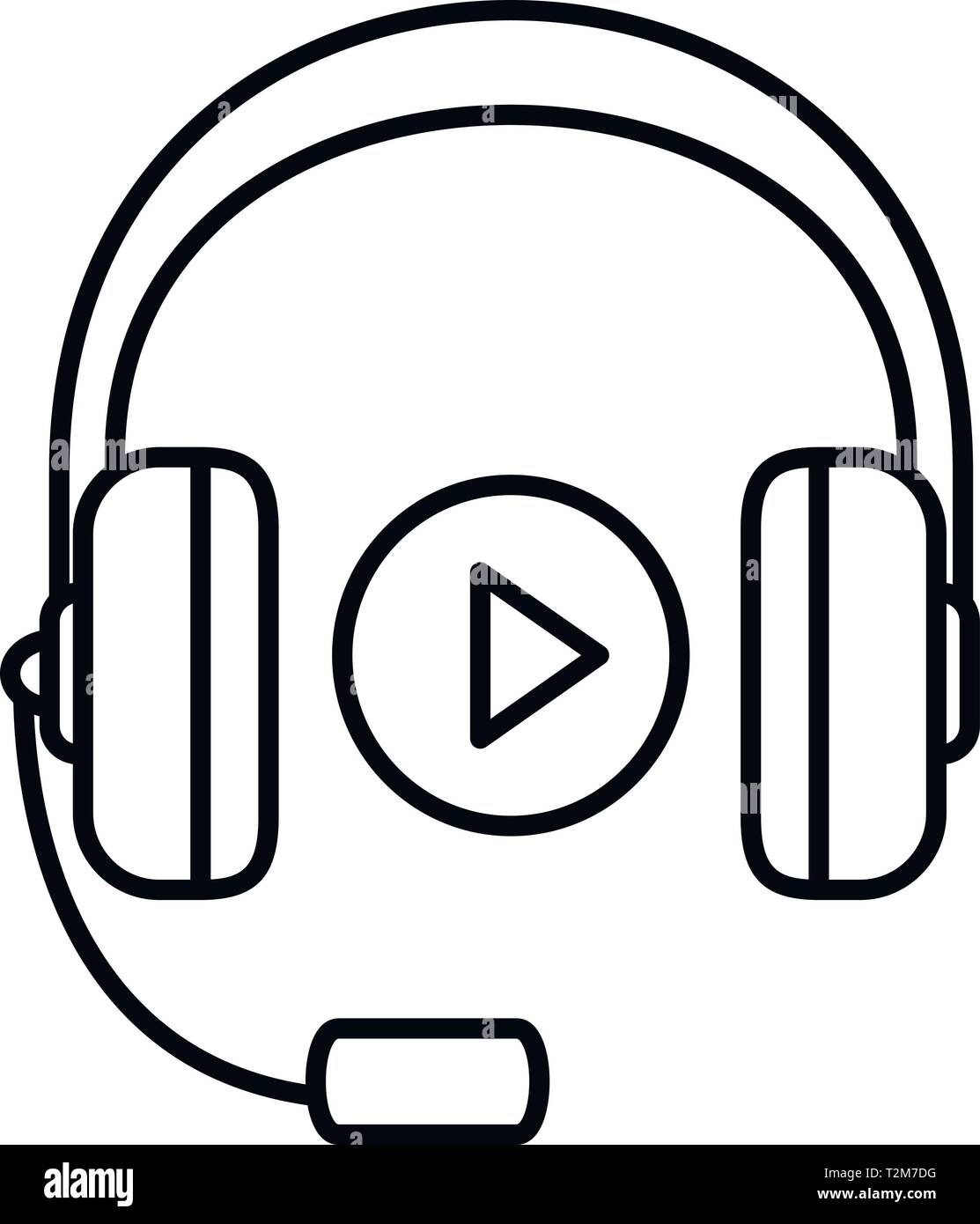 Headphones sound learning icon. Outline headphones sound learning ...