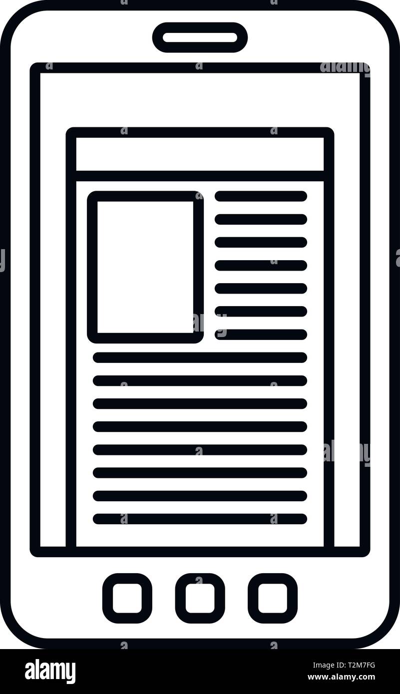 Smartphone newspaper icon. Outline smartphone newspaper vector icon for ...