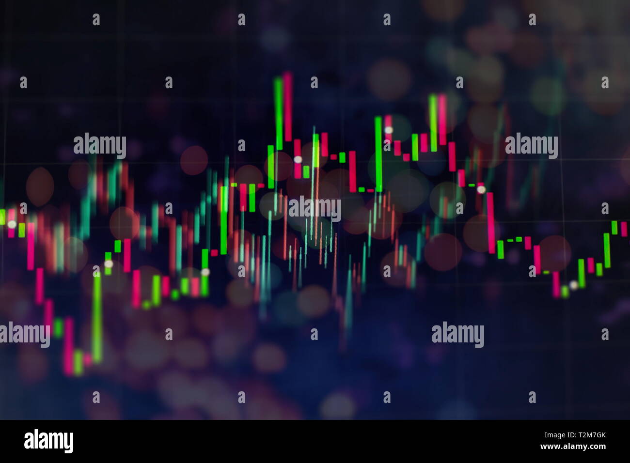 financial trading graphs on monitor. Background with currency bars and ...
