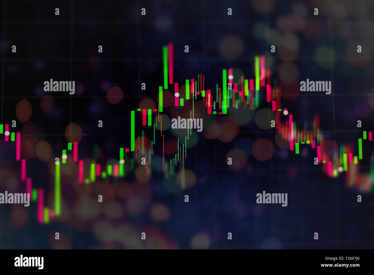 financial trading graphs on monitor. Background with currency bars and ...