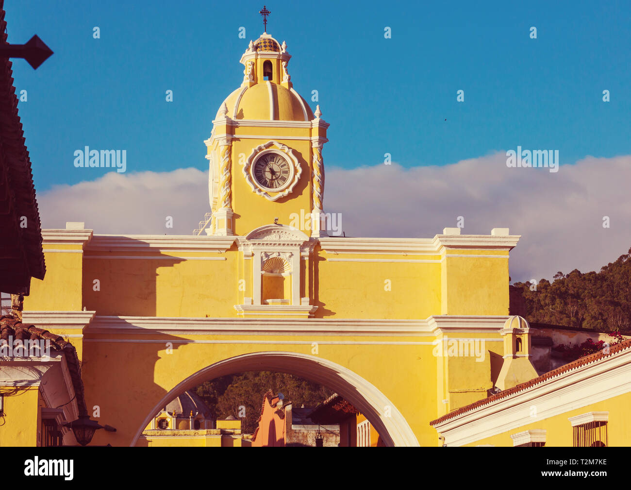 Colonial architecture in ancient Antigua Guatemala city, Central ...