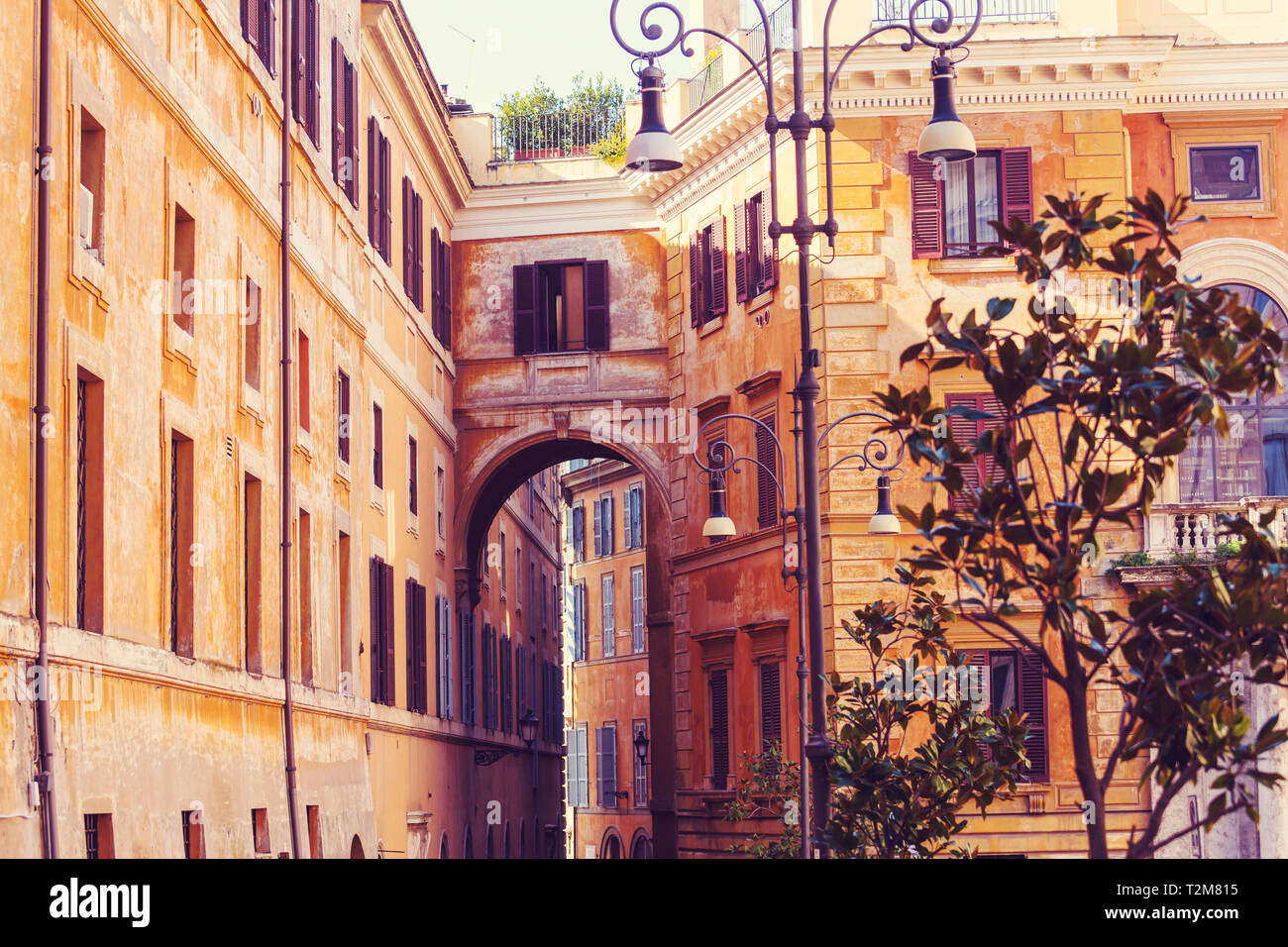 Old street in ancient Rome, Italy. Architecture and landmark concept ...
