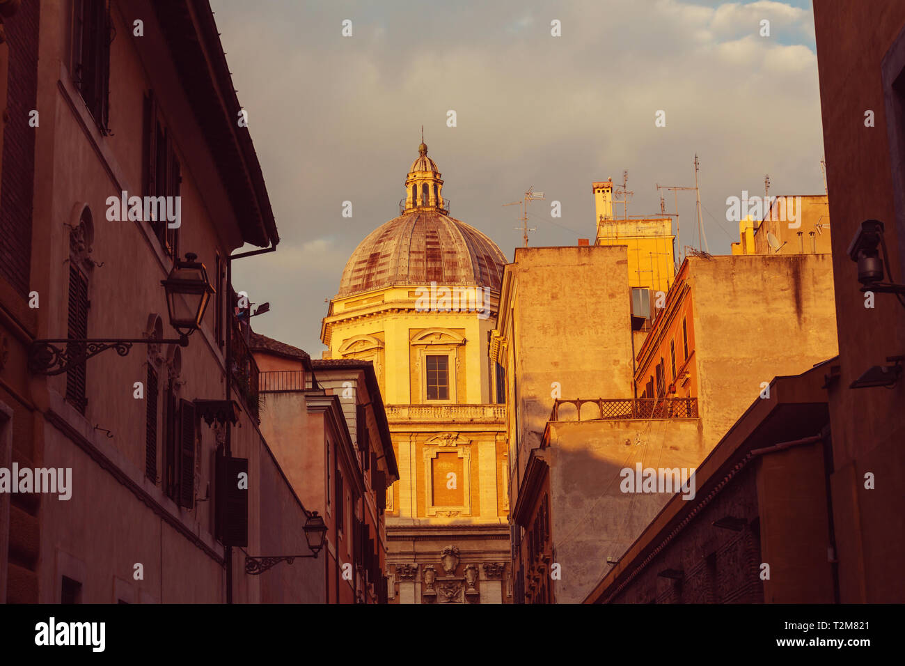 Old street in ancient Rome, Italy. Architecture and landmark concept ...