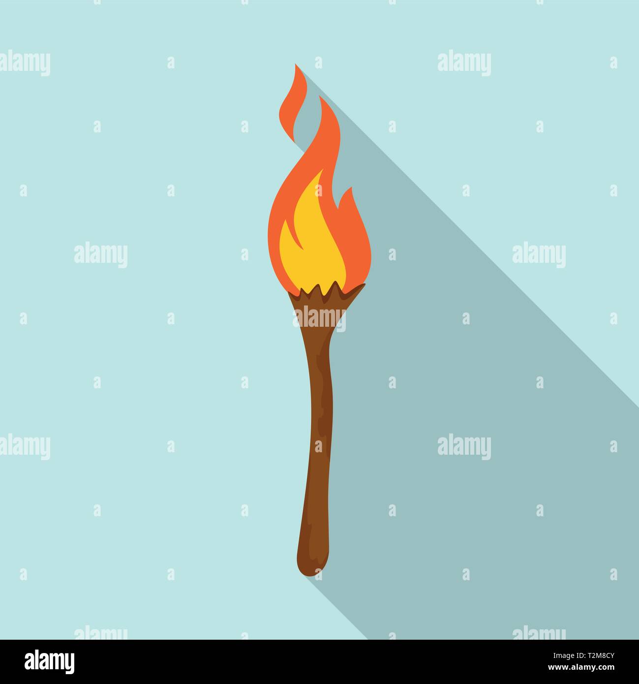 Stone age torch icon. Flat illustration of stone age torch vector icon ...