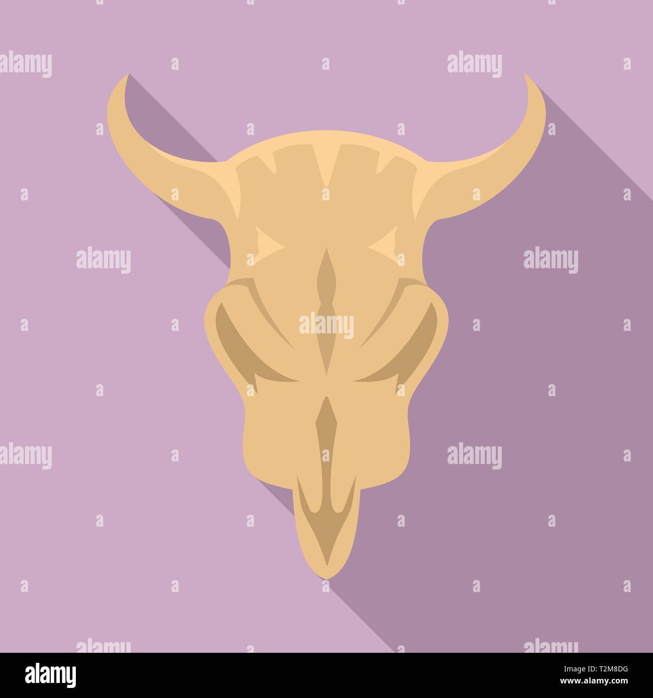 Stone age cow skull icon. Flat illustration of stone age cow skull ...