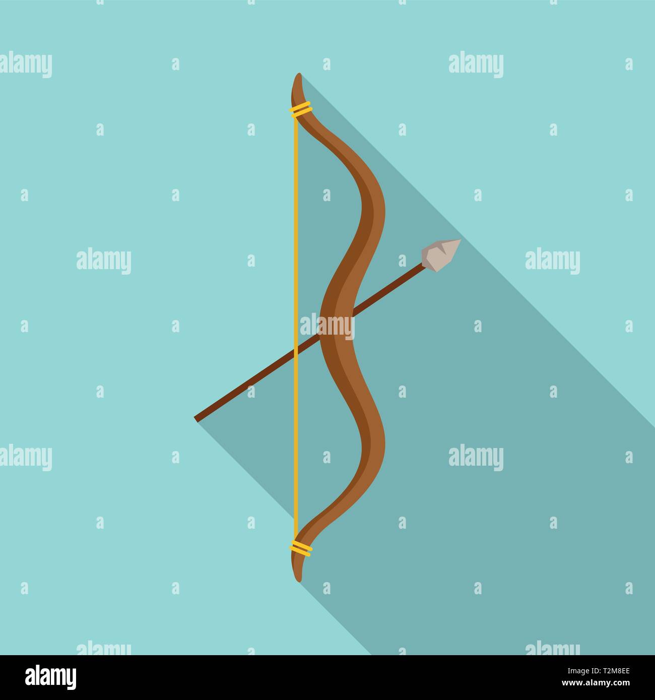 Stone age bow arrow icon. Flat illustration of stone age bow arrow ... Stone age bow arrow icon. Flat illustration of stone age bow arrow ...
