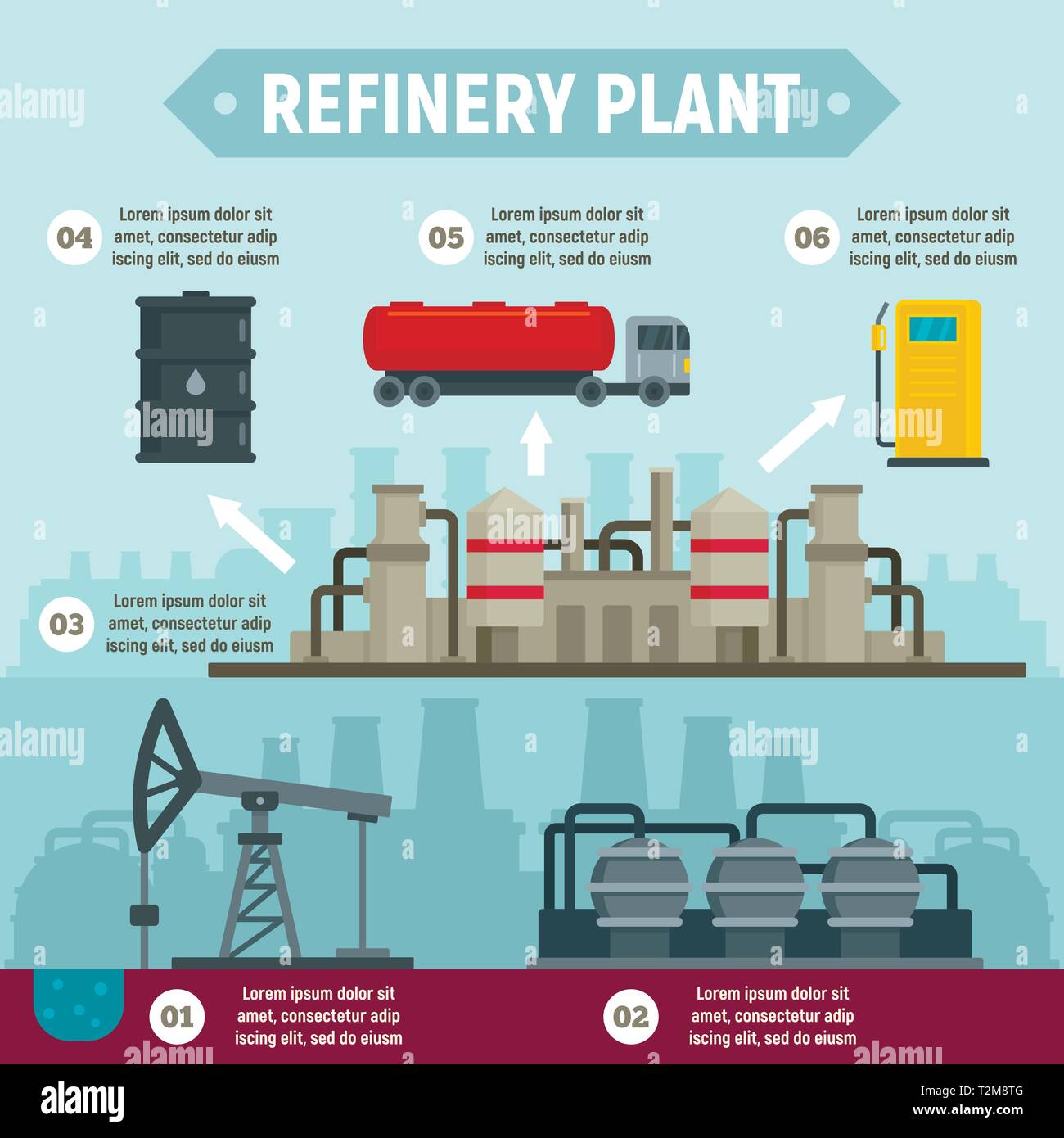 Refinery plant infographic, flat style Stock Vector Image & Art - Alamy