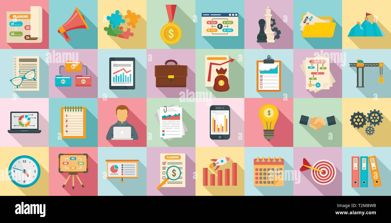 Workflow management icons set, flat style Stock Vector Image & Art - Alamy