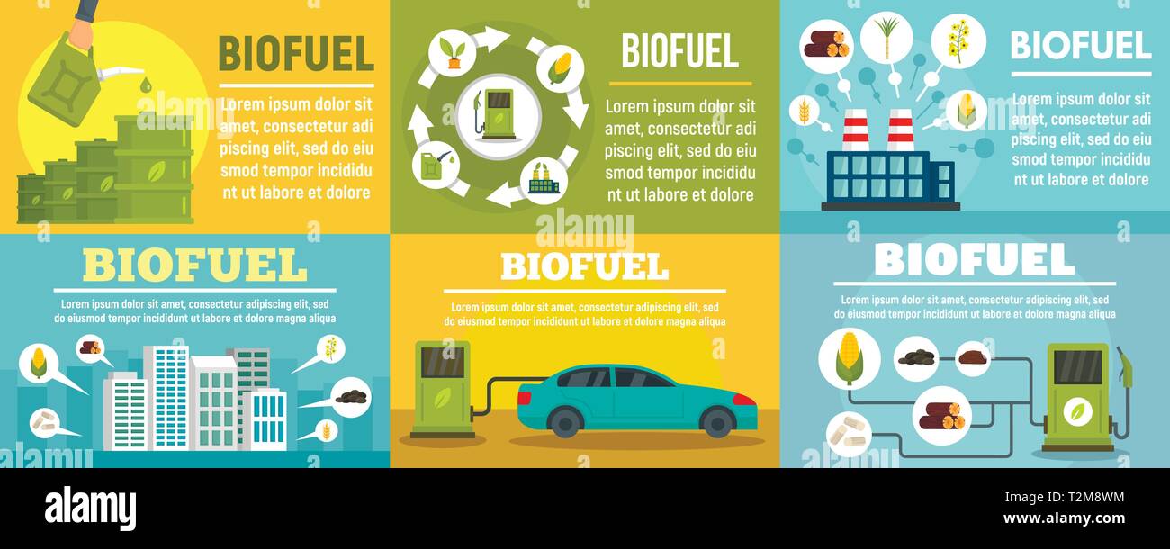 Bio fuel station banner set, flat style Stock Vector Image & Art - Alamy