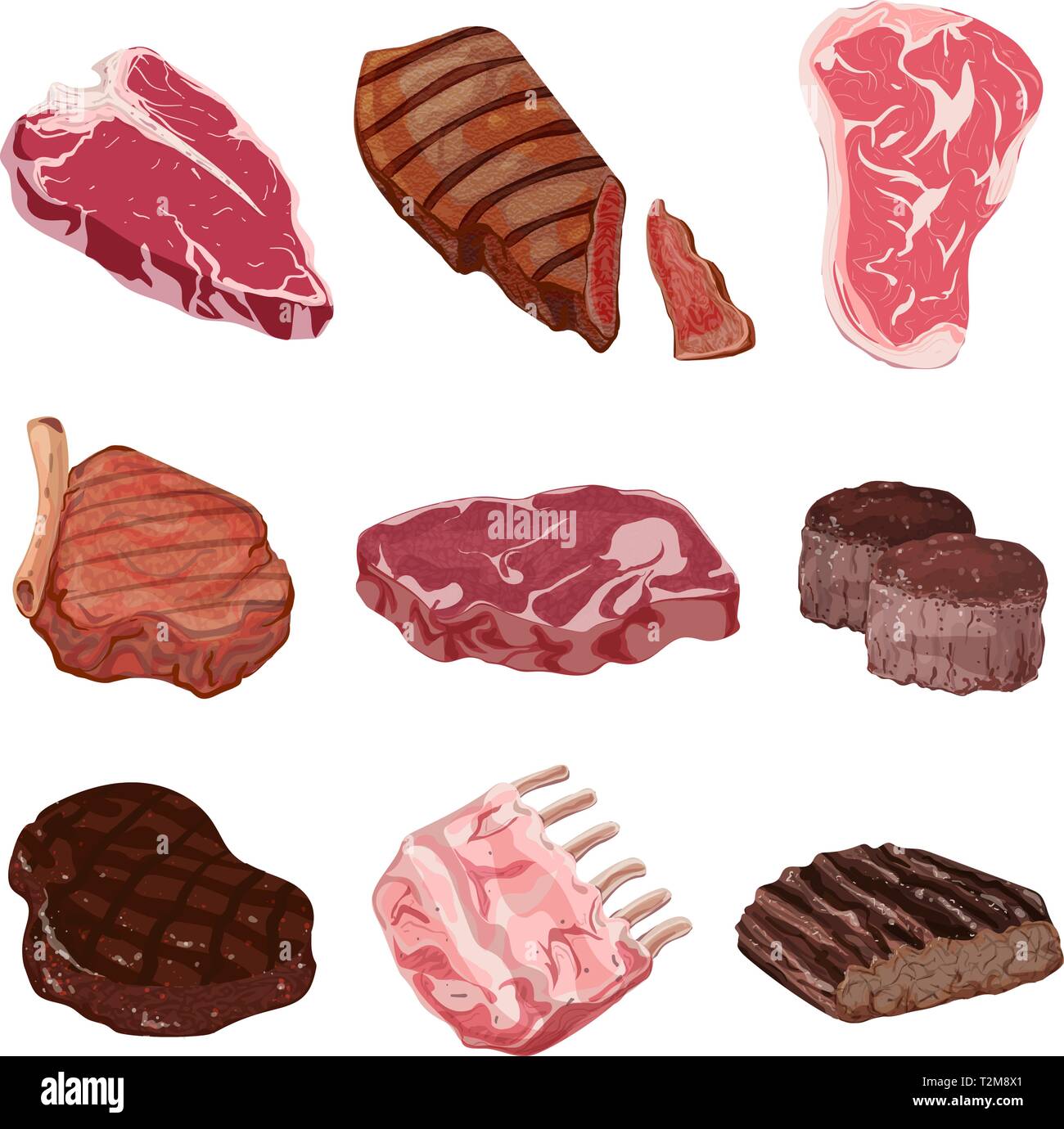 Steak icons set, cartoon style Stock Vector Image & Art - Alamy