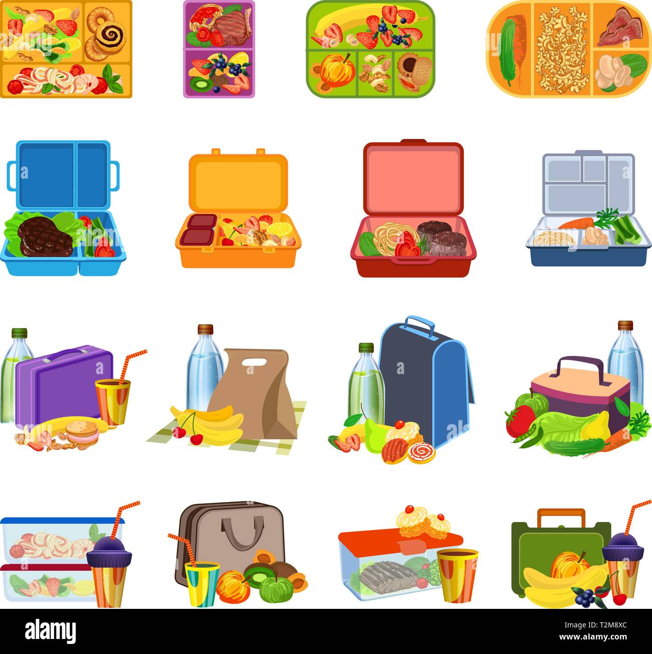 Lunchbox icons set, cartoon style Stock Vector Image & Art - Alamy