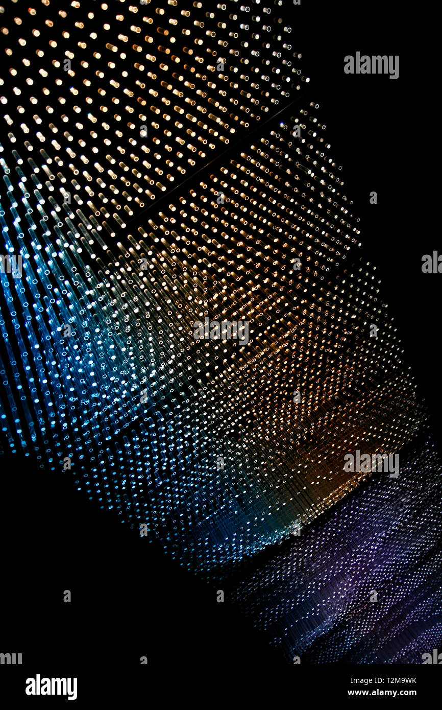Rainbow color light stripe installation Stock Photo - Alamy