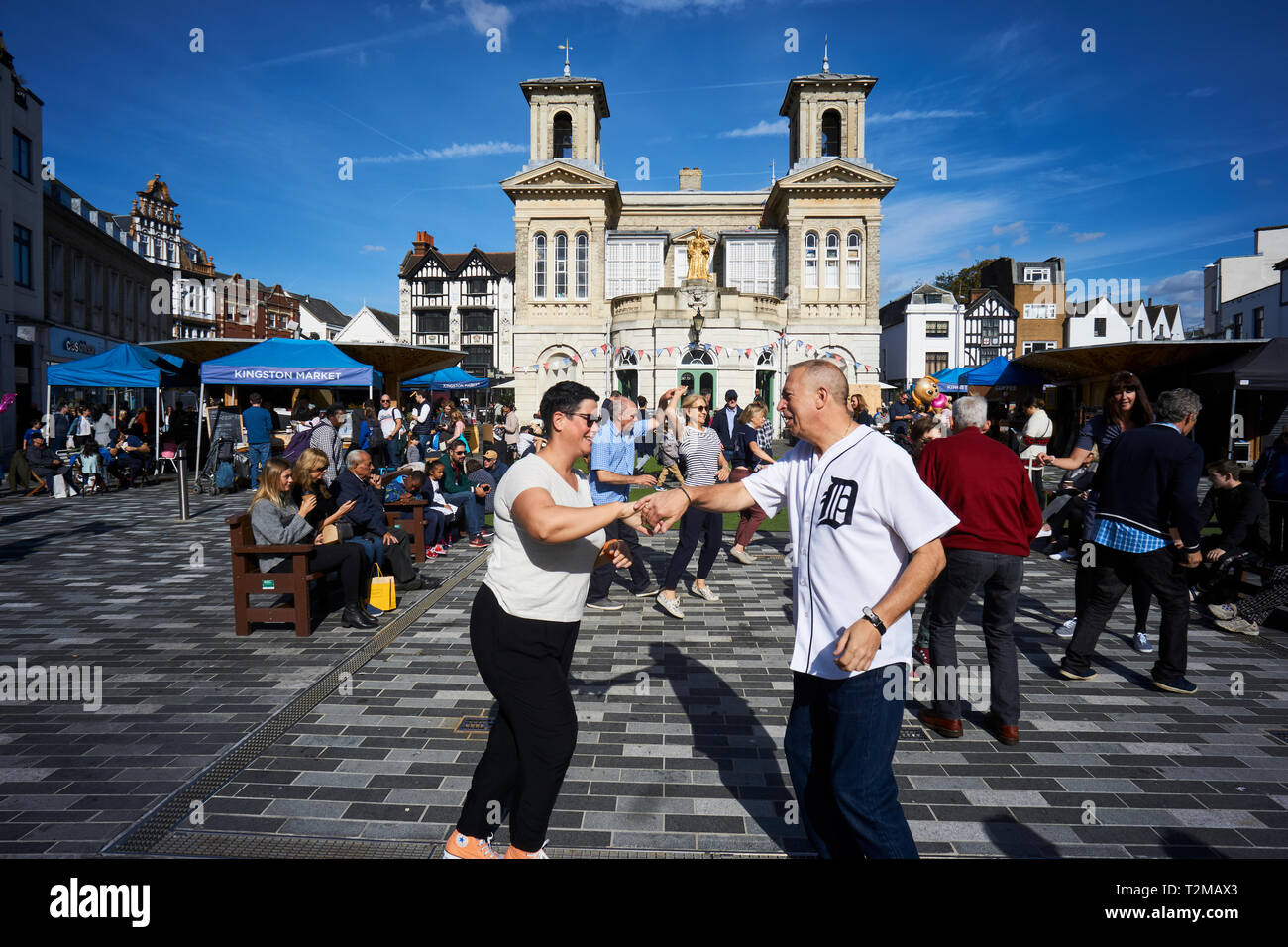 Open air dancing event in Kingston Market, London, UK Stock Photo - Alamy