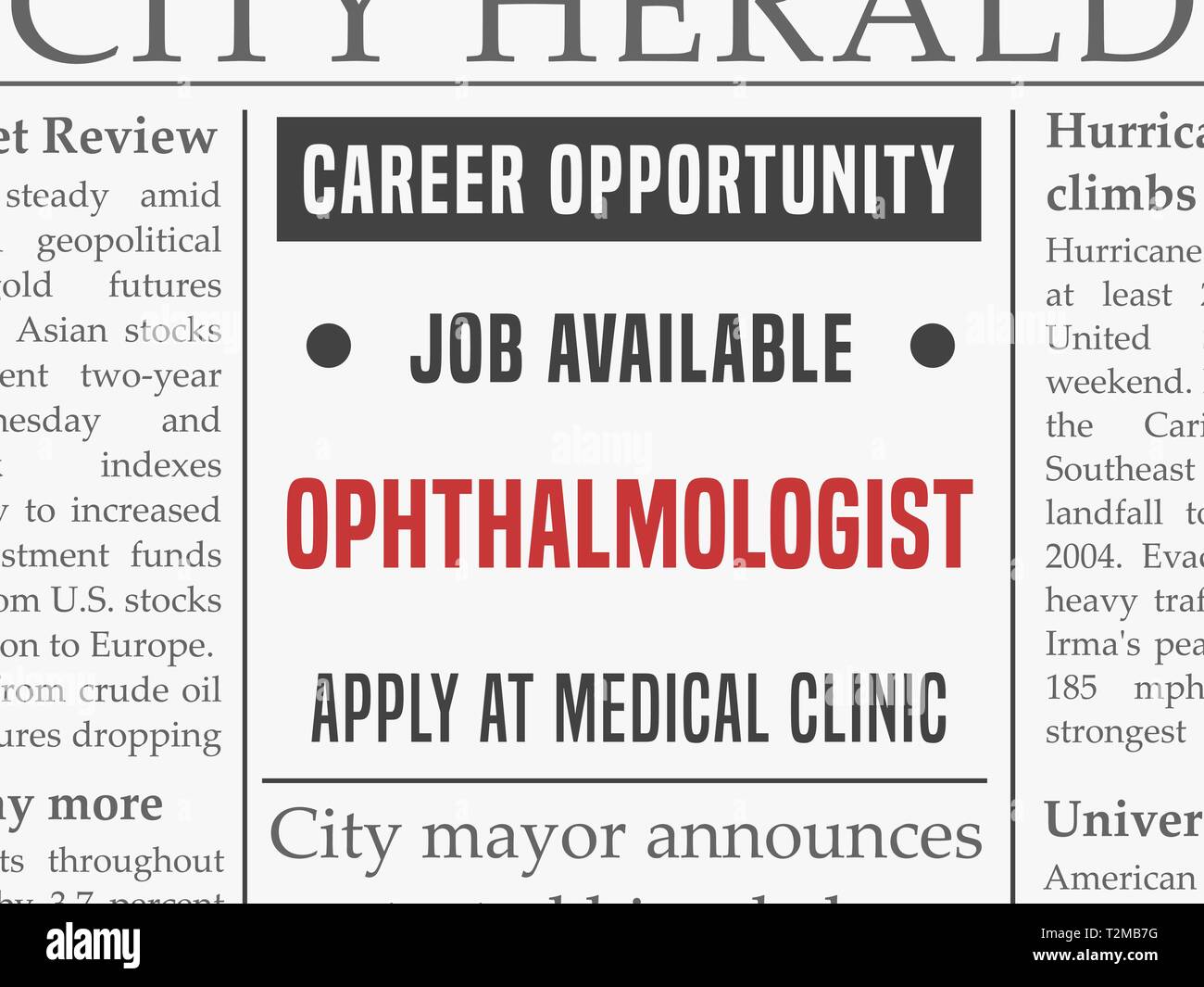 Ophthalmologist medical career - job hiring classified ad vector in ...