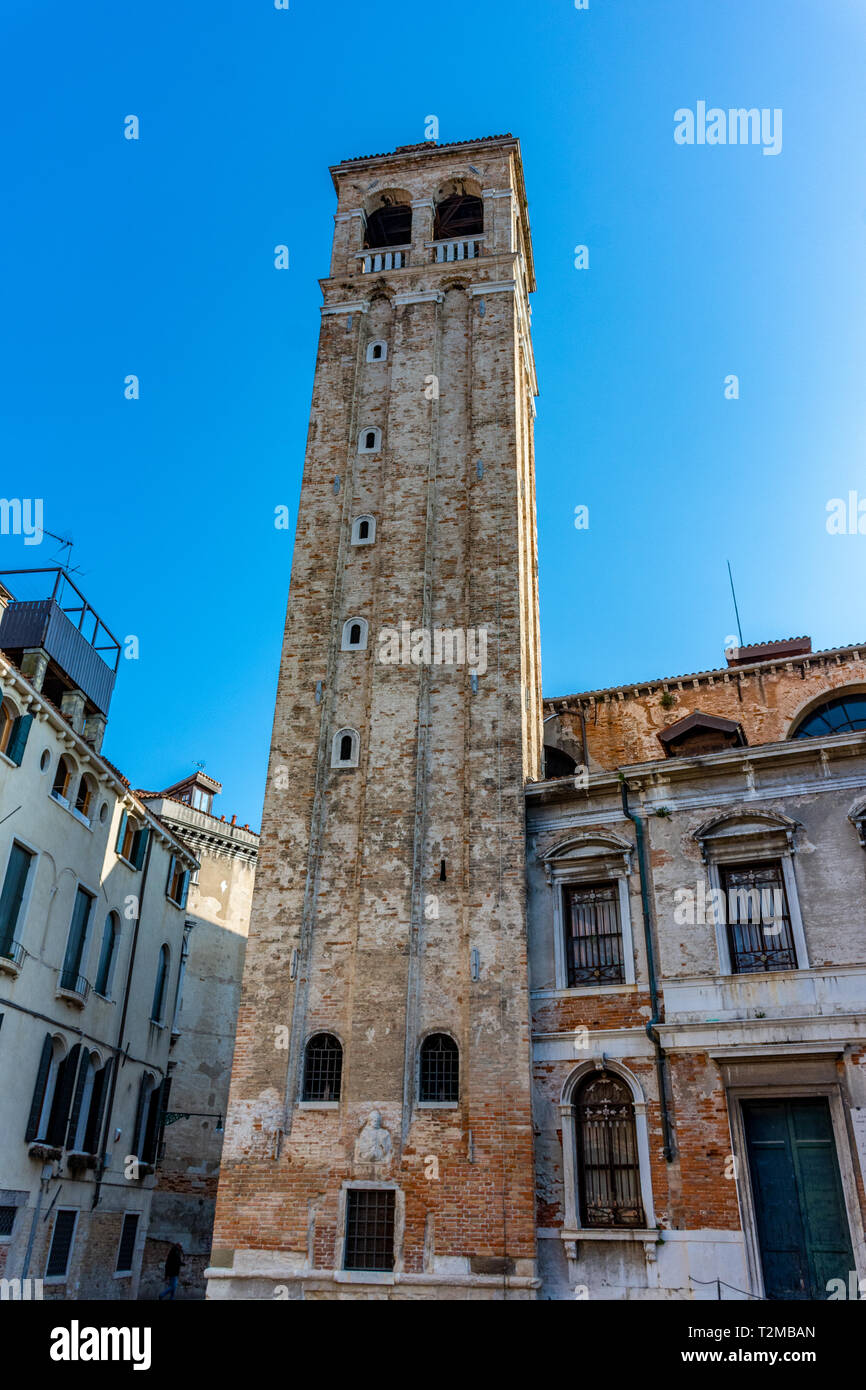 Italy, Venice, ancient tower in a town square Stock Photo - Alamy