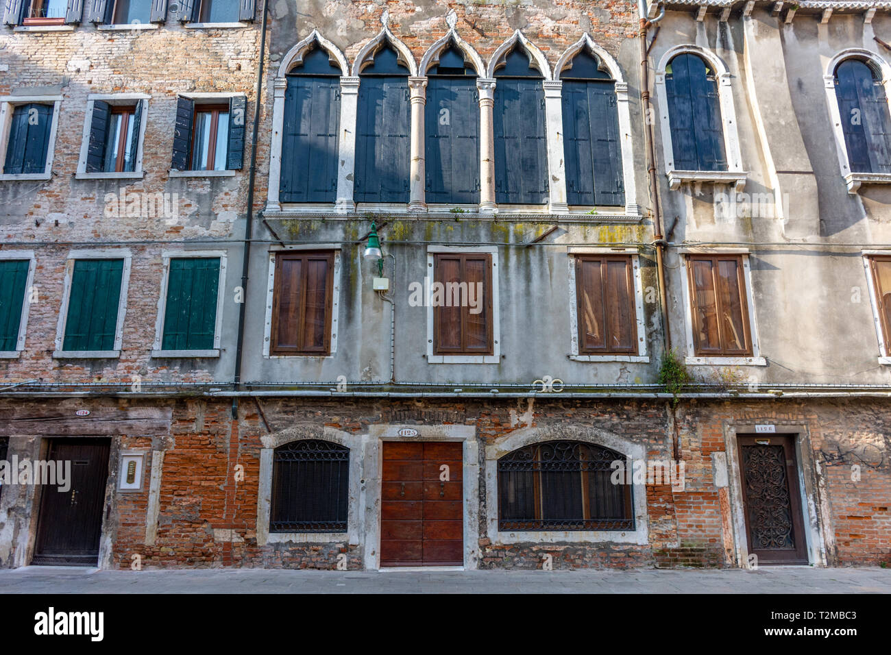 Italy, Venice, details and view of buildings in typical Venetian style ...